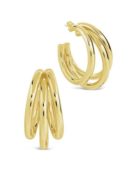 Sterling Forever 14k Plated Michaela Triple Hoops in Metallic | Lyst UK