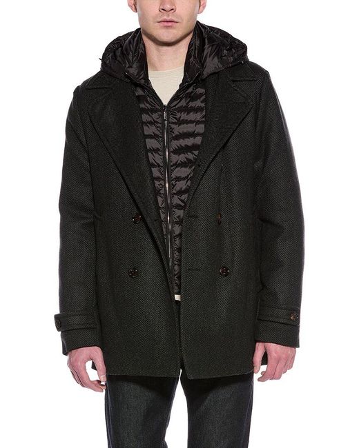 Moorer Eligio Wool Down Coat in Black for Men | Lyst