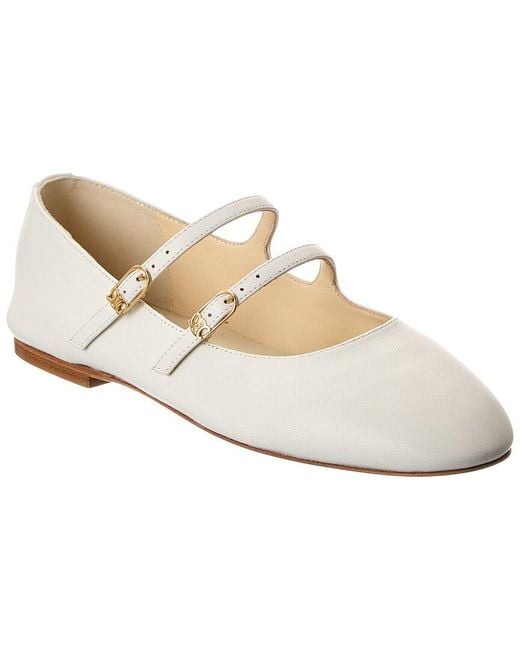 Celine Les Leather Ballerina Flat in White | Lyst UK