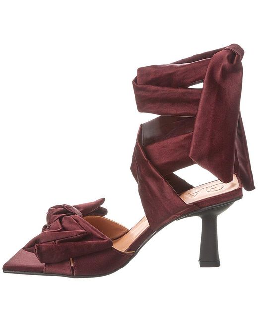 Ganni Soft Bow Satin Sandal in Red | Lyst