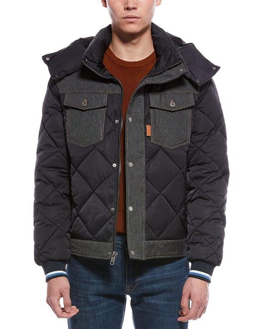 Scotch & Soda Oren Hybrid Denim Puffer Jacket in Black for Men | Lyst UK