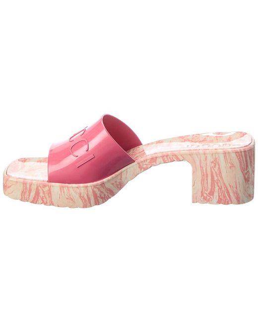 Gucci Rubber Platform Sandal in Pink | Lyst