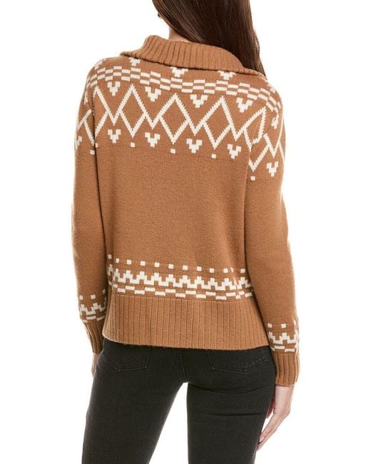 Hannah Rose Fairisle Wool & Cashmere-blend 1/2-zip Pullover in Brown ...