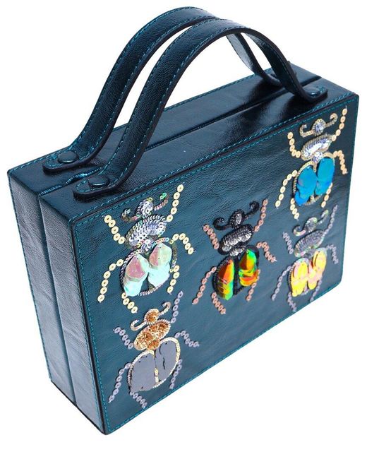 Simitri Bedazzled Beetle Briefcase Bag in Blue | Lyst UK
