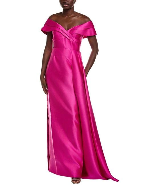 Rene Ruiz Draped Mikado Gown in Pink | Lyst UK
