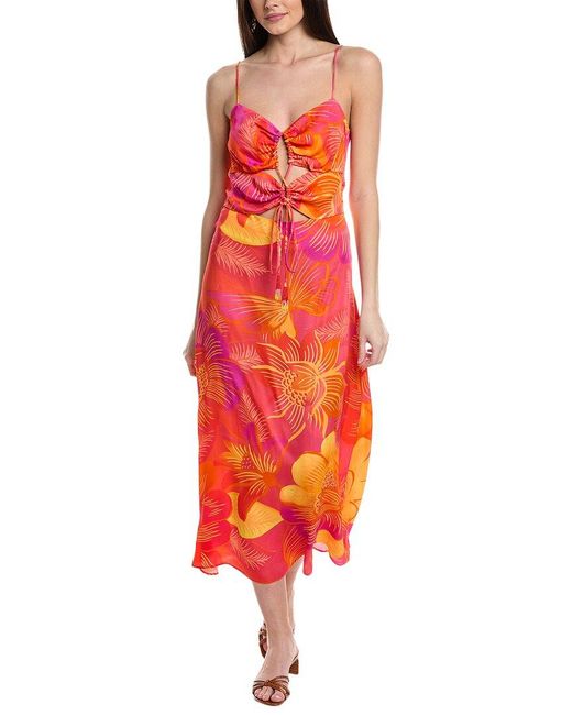 FARM Rio Summer Garden Ombre Midi Dress in Red | Lyst