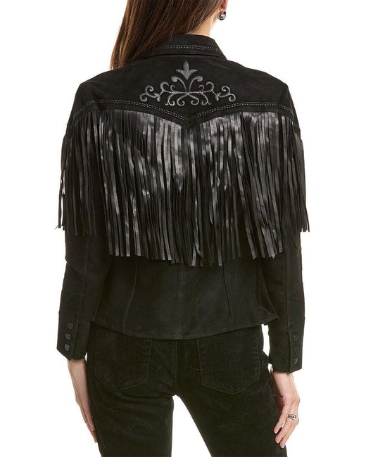 AllSaints Cleo Western Suede Jacket in Black | Lyst
