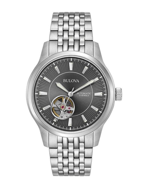 Bulova Skeleton Watch in Gray for Men | Lyst