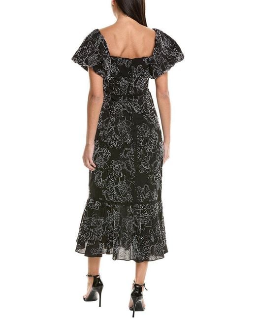Shoshanna Brigette Beaded Midi Dress in Black | Lyst
