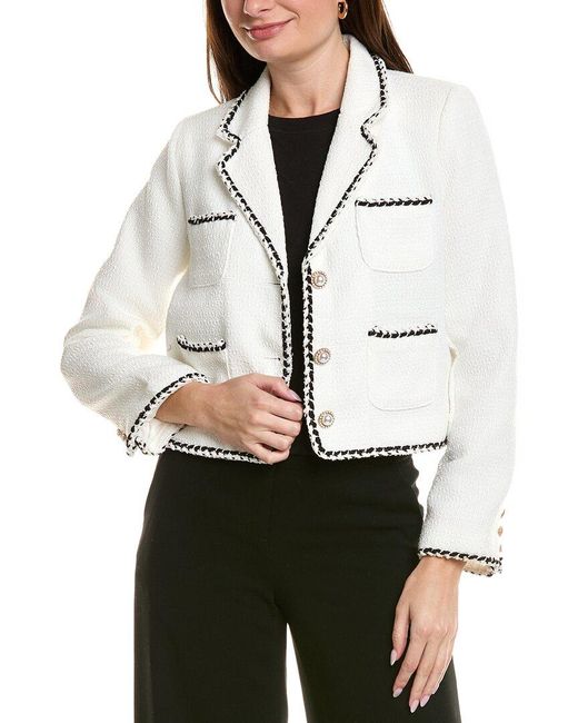 Ellen Tracy Braided Blazer in White | Lyst UK