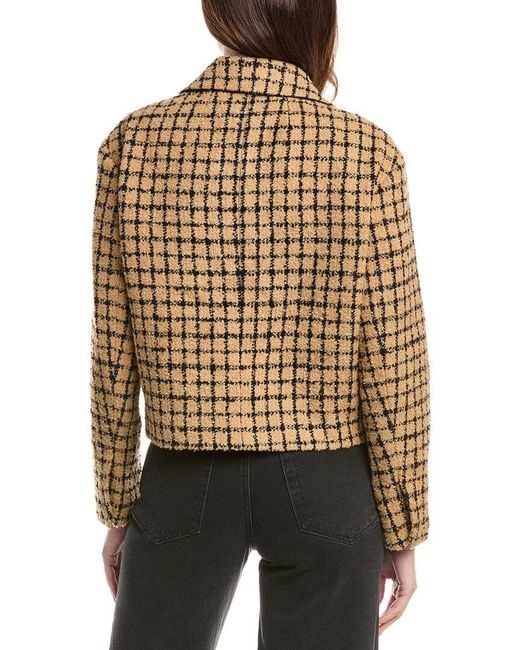 Sandro Tweed Wool-Blend Jacket in Brown | Lyst