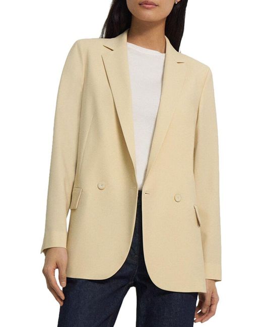 Theory Wool-Blend Double-Breasted Boy Jacket in Natural | Lyst