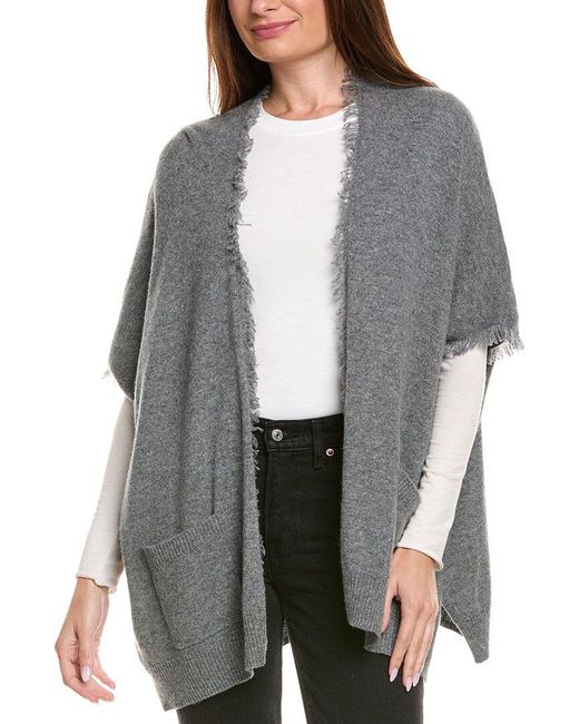 Amicale Cashmere Knit Cashmere Cape in Grey | Lyst UK
