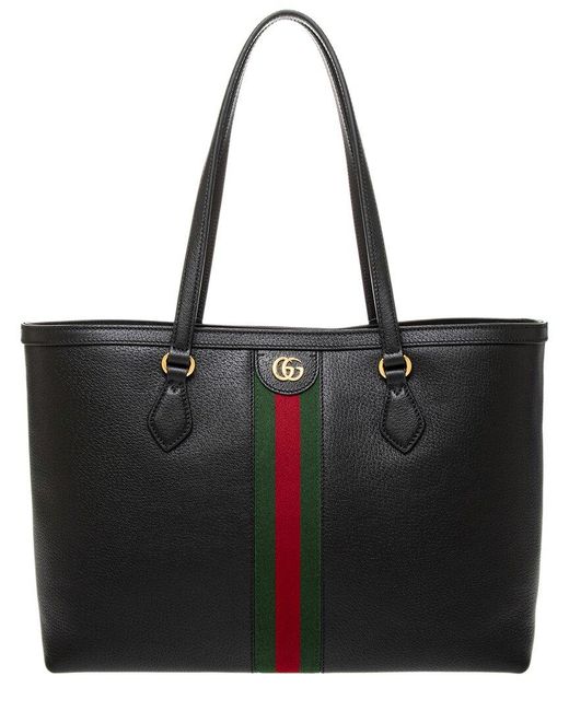 Gucci Ophidia Leather Tote in Black | Lyst