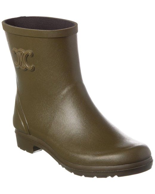 Celine Cropped Rubber Rain Boot in Green | Lyst