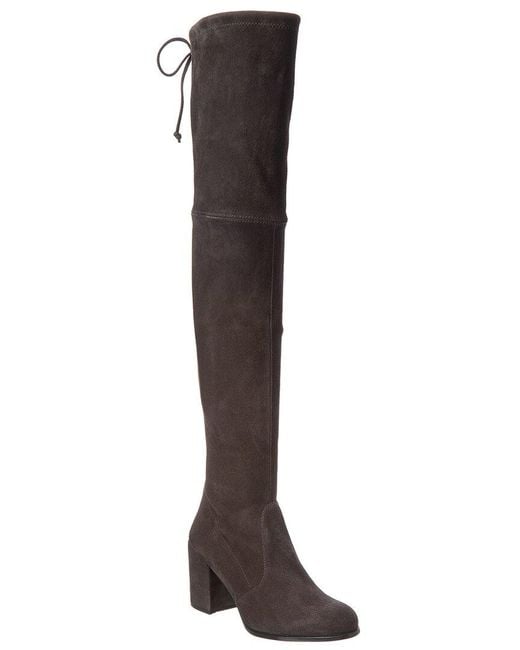 Stuart Weitzman Tieland Suede Over-the-knee Boot in Gray | Lyst