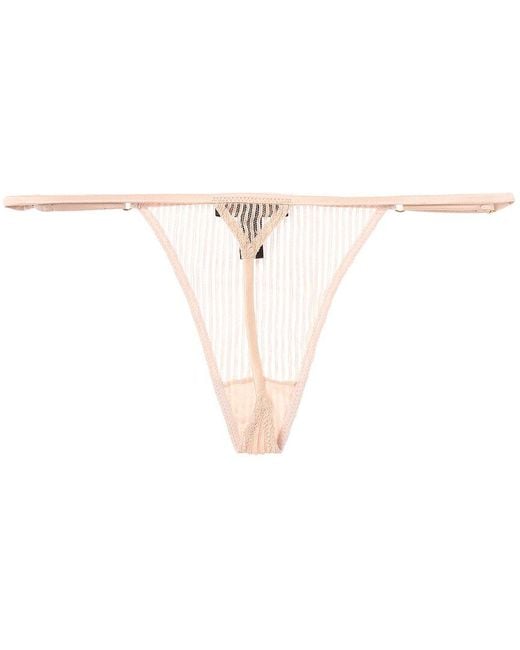 Kiki de Montparnasse Sheer Striped Lace G-String in White | Lyst UK