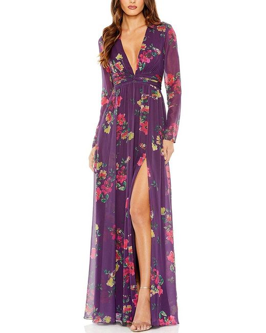 Mac Duggal Column Gown in Purple | Lyst
