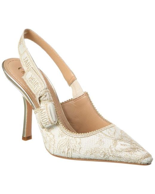 Dior Ja Canvas And Leather Slingback Pump In Natural Lyst