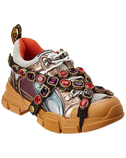 Gucci Flashtrek Leather & Mesh Sneaker | Lyst UK