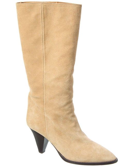 Isabel Marant Rouxa Suede Long Boot in Natural | Lyst