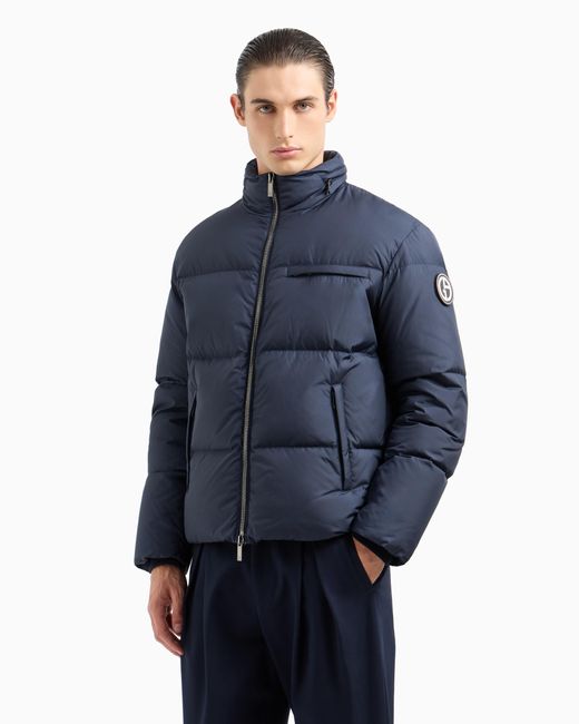 Giorgio Armani Bomber Jacket With Goose-Down Padding Asv in Blue for Men | Lyst