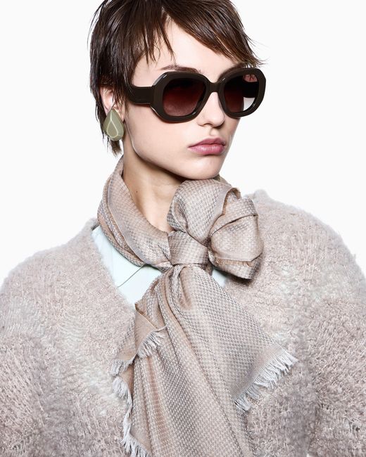 Giorgio Armani Cashmere, Modal, Cotton And Silk Stole in Natural | Lyst UK