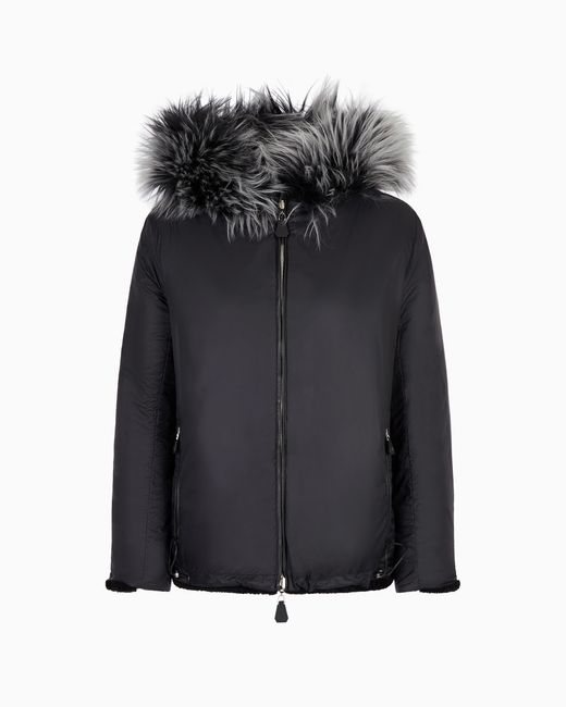 Giorgio Armani Reversible Shearling Lamb Pea Coat in Black | Lyst UK