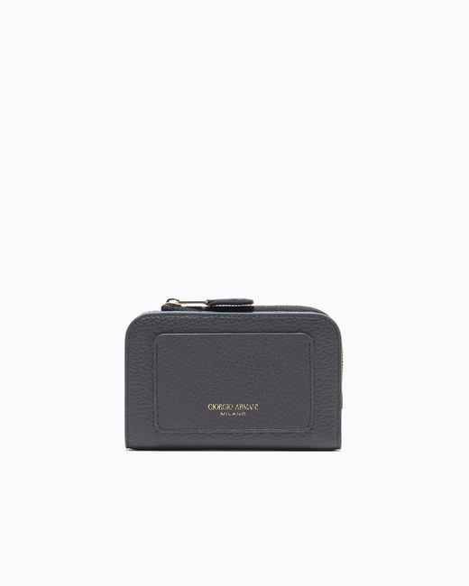 Giorgio Armani Pebbled Leather Bifold Wallet in Grey | Lyst UK