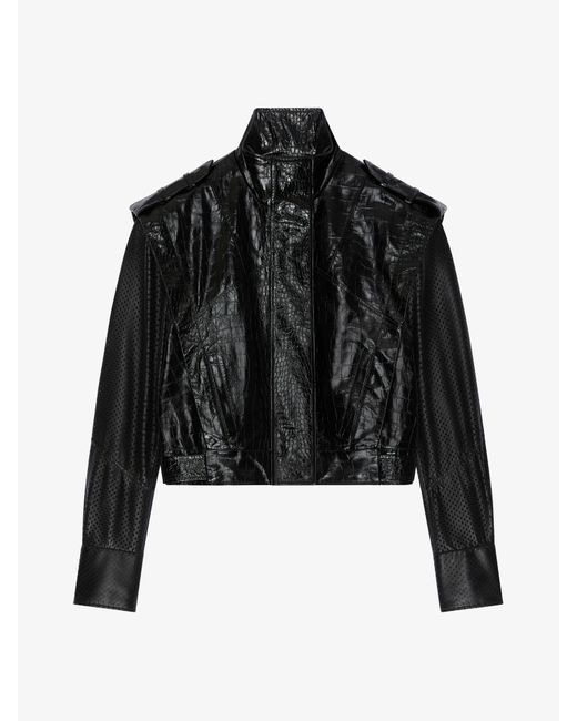 Givenchy Bi-material Biker Jacket In Leather in Black | Lyst