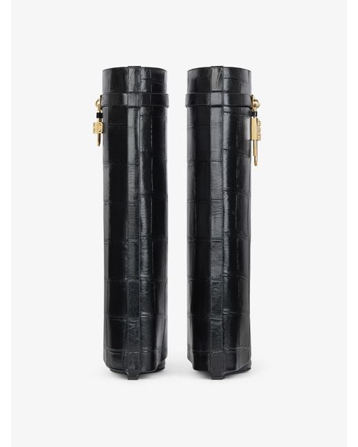 Givenchy Crocodile-Embossed Shark Lock Boots in Black | Lyst