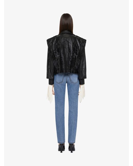Givenchy Bi-material Biker Jacket In Leather in Black | Lyst