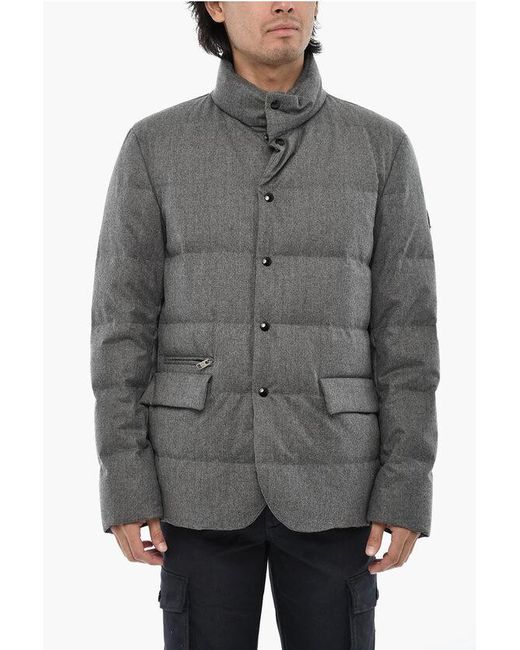Woolrich Quilted Wool Luxe Down Jacket in Grey for Men | Lyst UK