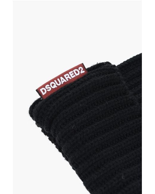 DSquared² Ribbed Wool Scarf And Beanie Set in Black for Men | Lyst UK