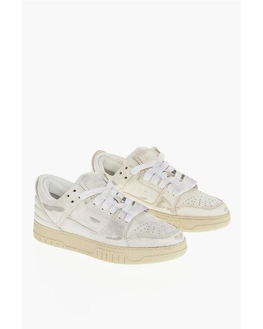 1989 STUDIO Lived-In Leather Skate Dirty Mid-Top Sneakers in White for Men | Lyst UK