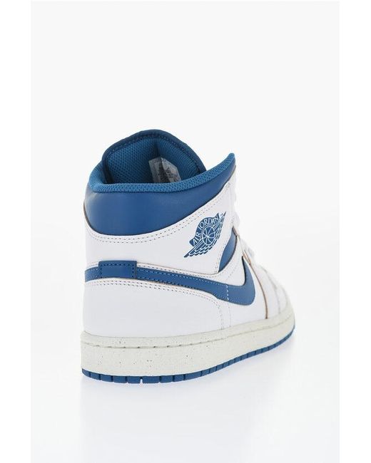 Nike Air Jordan Two-Tone Leather 1 Mid Se High-Top Sneakers in Blue for ...