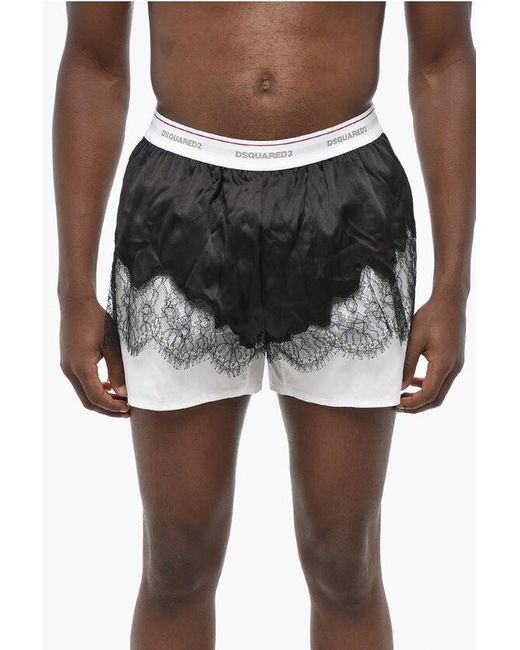DSquared² Two-Tone Boxer With Satin Detail And Logoed Elastic Band for ...