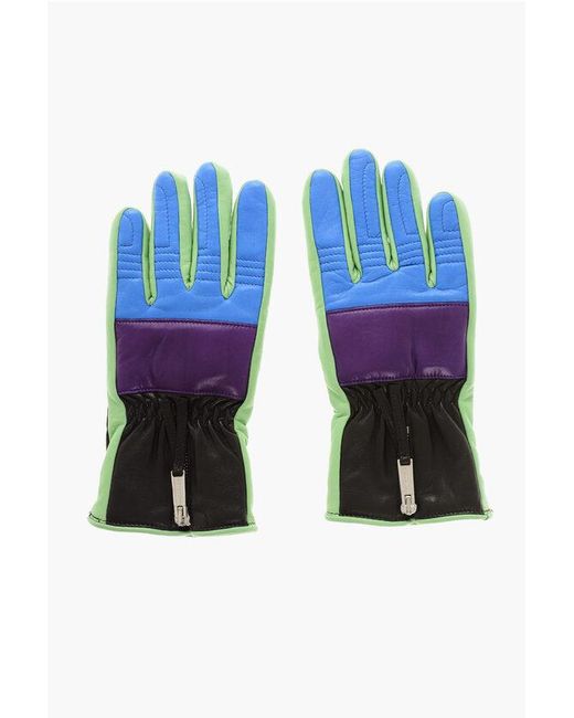 DSquared² Color Block Leather Gloves With Zip in Blue | Lyst UK