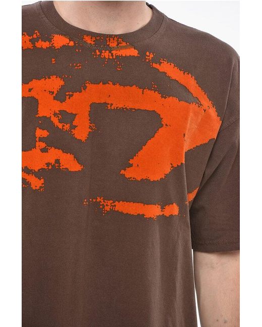 DIESEL Tag Crew Neck T-Shirt With Flocked Print in Brown for Men | Lyst UK