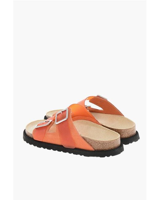 Birkenstock Suede And Pvc Arizona Sandals With Double Buckle in Orange ...