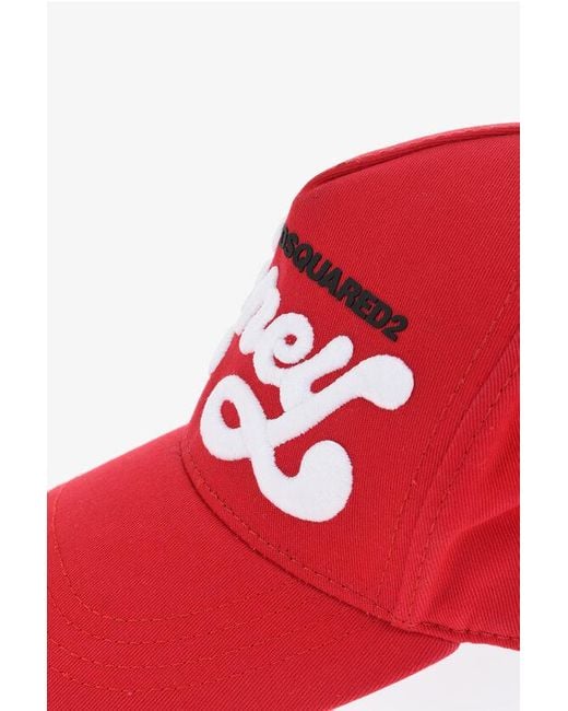 DSquared² Vintage Effect Cap With Embossed Embroidery in Red | Lyst UK