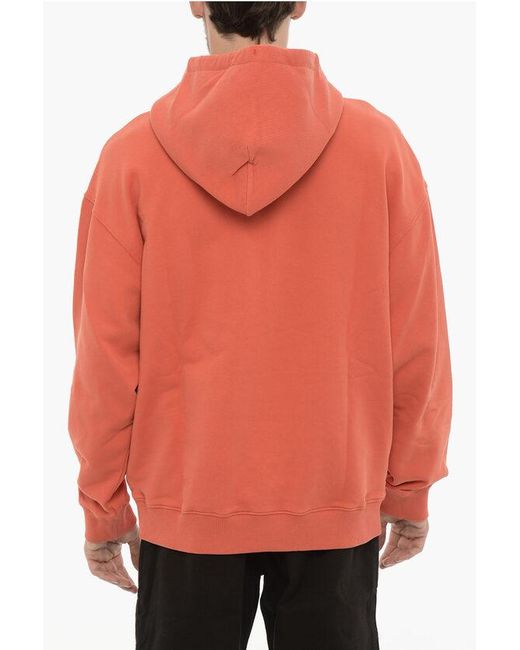 Marcelo Burlon Cotton Optical Cross Hoodie With Patch Pocket in Orange ...