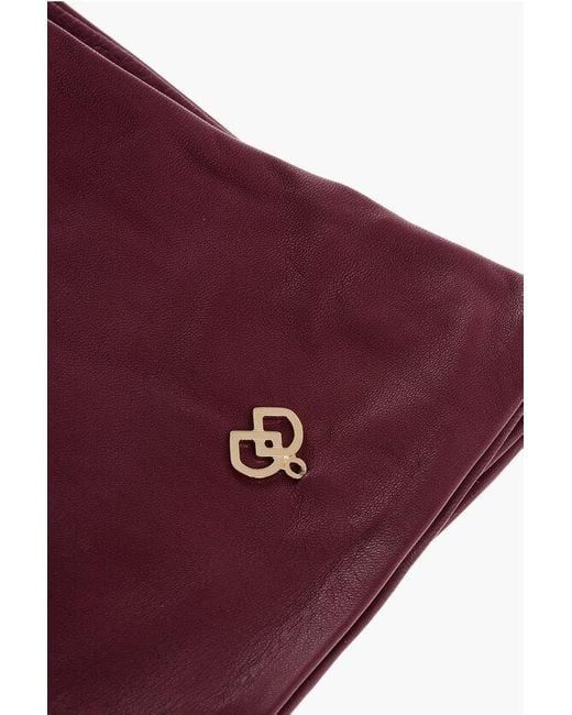 DSquared² Solid Color Leather Opera Gloves With Golden Detail in Purple ...