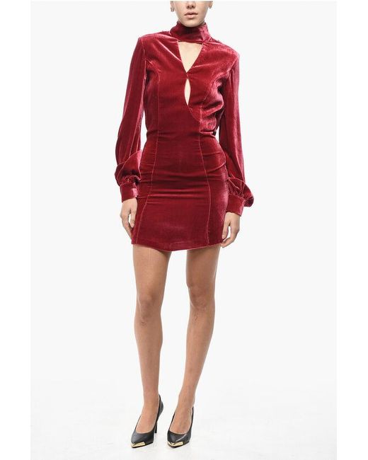 Raquel Diniz Velour Natalie Dress With Cut-Outs in Red | Lyst UK