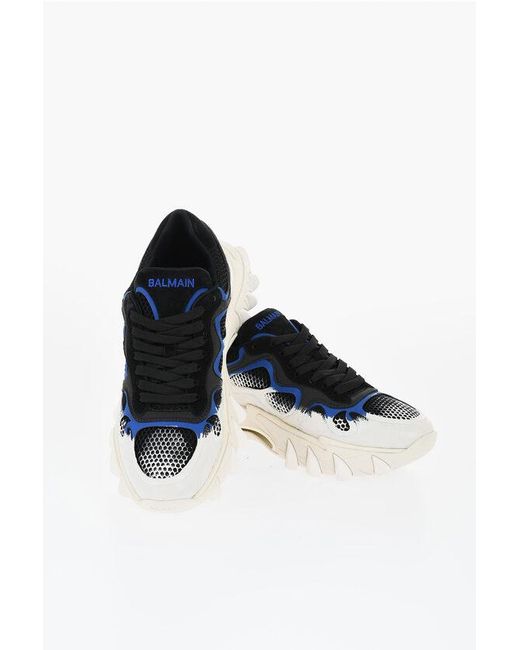 Balmain Painting Effect B-East Suede And Leather Low-Top Sneakers in ...