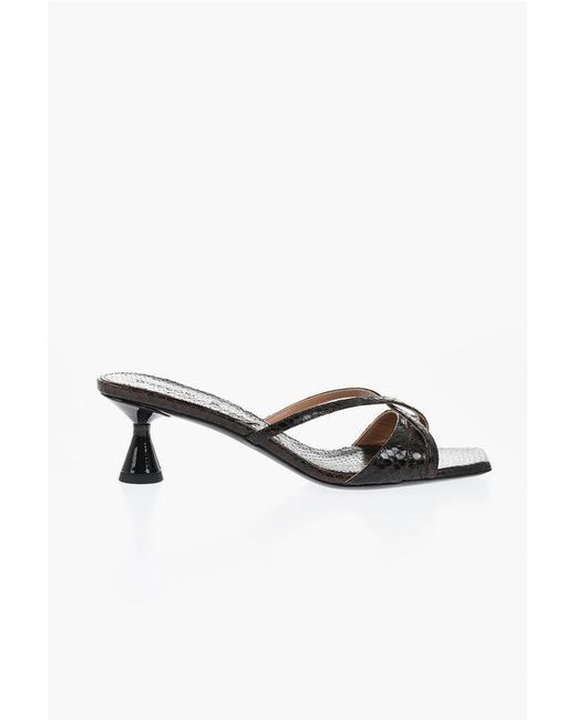 D'Accori Embossed Leather Lust Mules With Python Finish 5Cm | Lyst UK