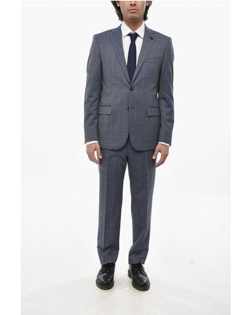 Corneliani Cc Collection Windowpane Check Refined Suit in Blue for Men ...