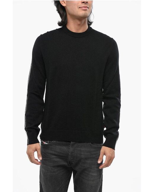 DIESEL Tag Crew Neck K-Vromo Cashmere Blend Sweater in Black for Men ...