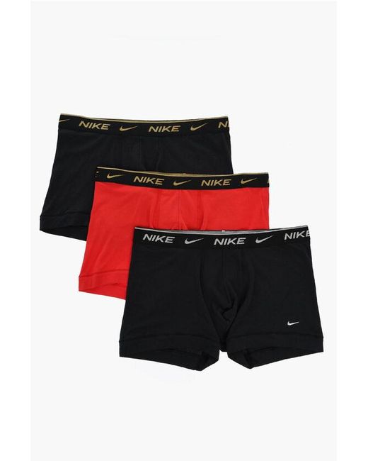 Nike Set Of 3 Stretch Cotton Boxer With Contrasting Logo in Red for Men ...