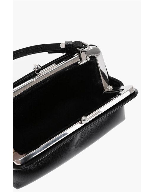Jil Sander Leather Mini Crossbody Bag With Clip Clap Closure in Black ...